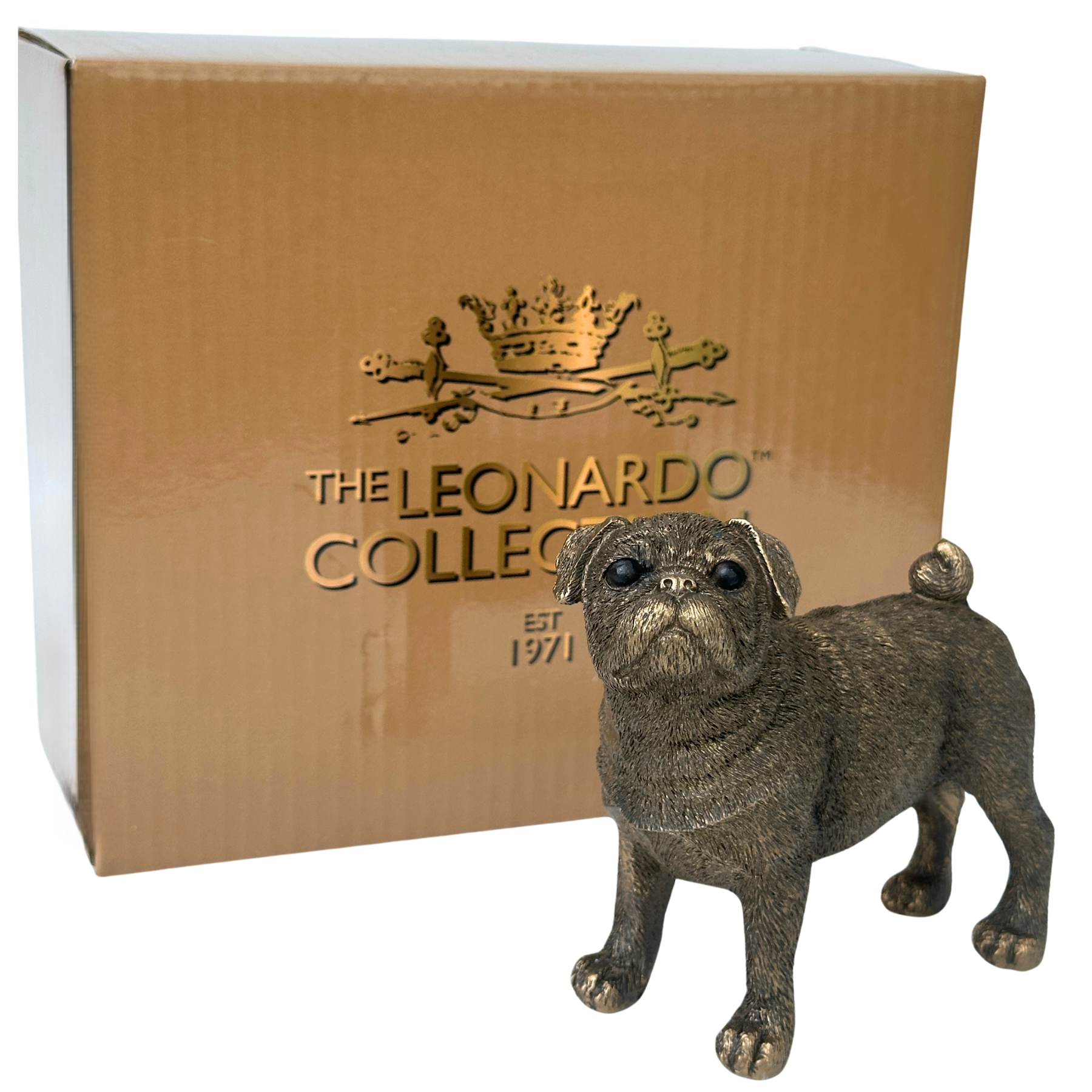 Pug Dog figurine in bronze effect finish from the Leonardo Reflections