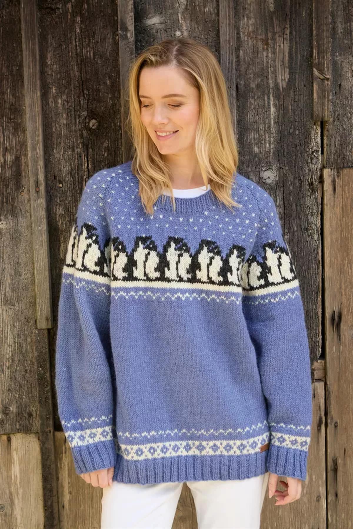 Pachamama Huddle Of Penguins Sweater 100% Wool Chunky Hand Knit