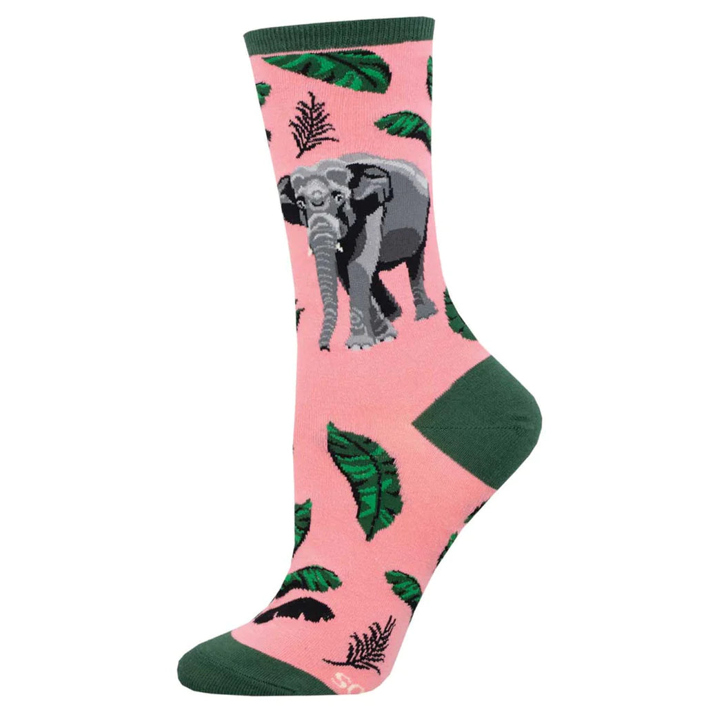 Women's Elephant socks, Socksmith 'Asian Elephant' design Endangered S