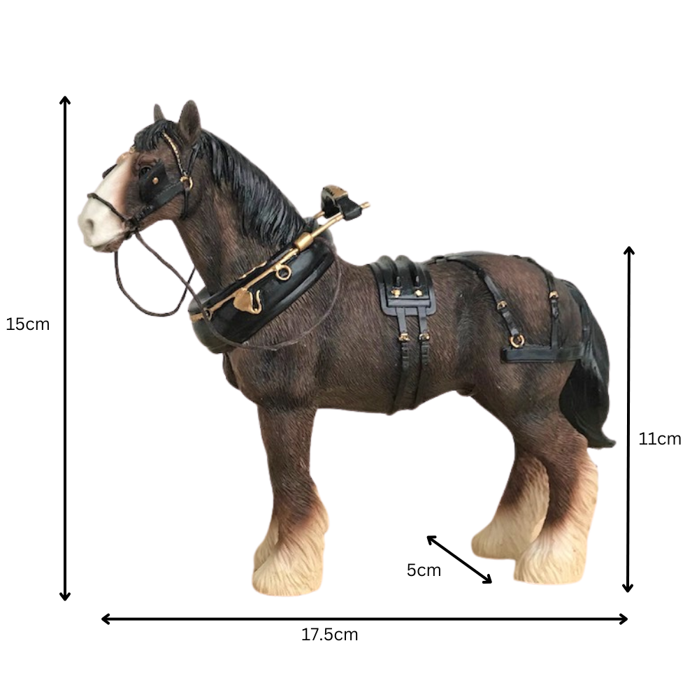 Leonardo Bay Shire Cart Heavy Horse in harness ornament figurine, gift