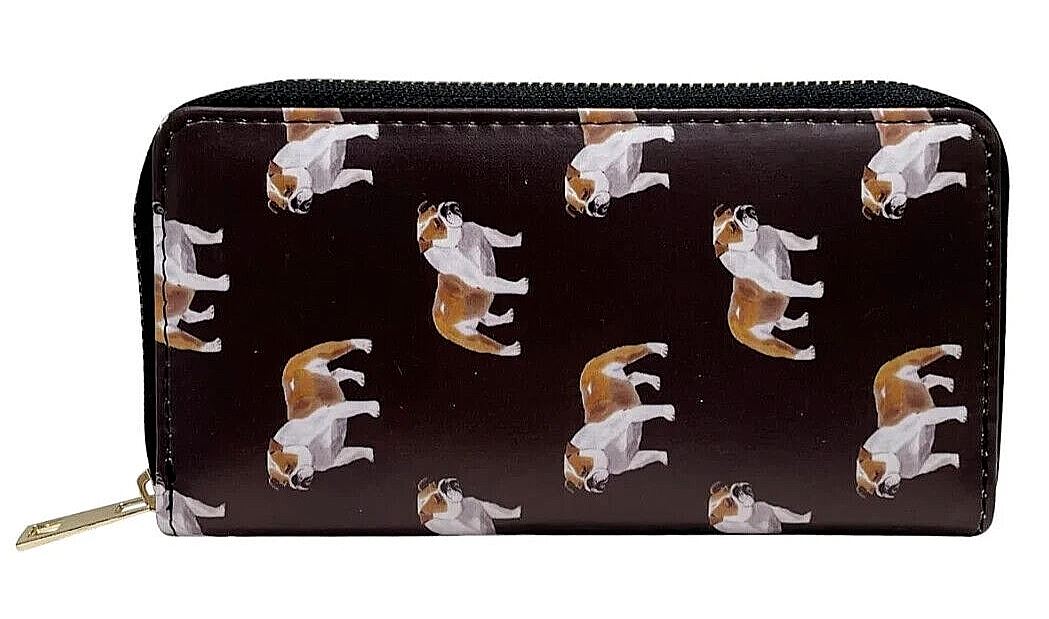 Ladies English Bulldog Purse Wallet zipped multi compartment Dog lover