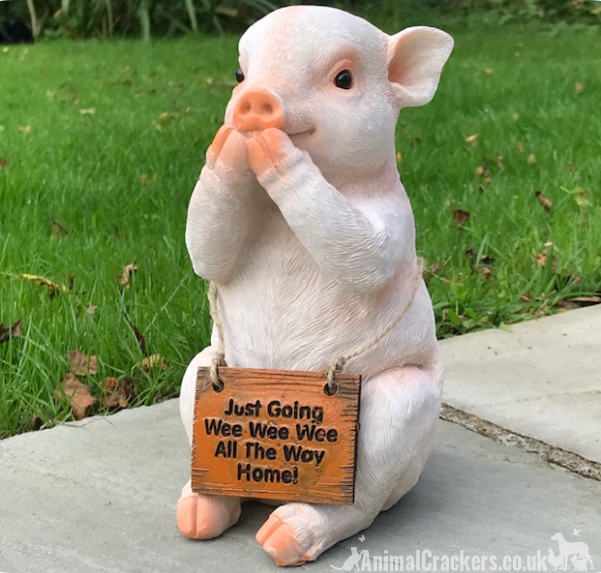 Cute Pig with removable 'Just Going Wee Wee Wee All The Way Home' sign