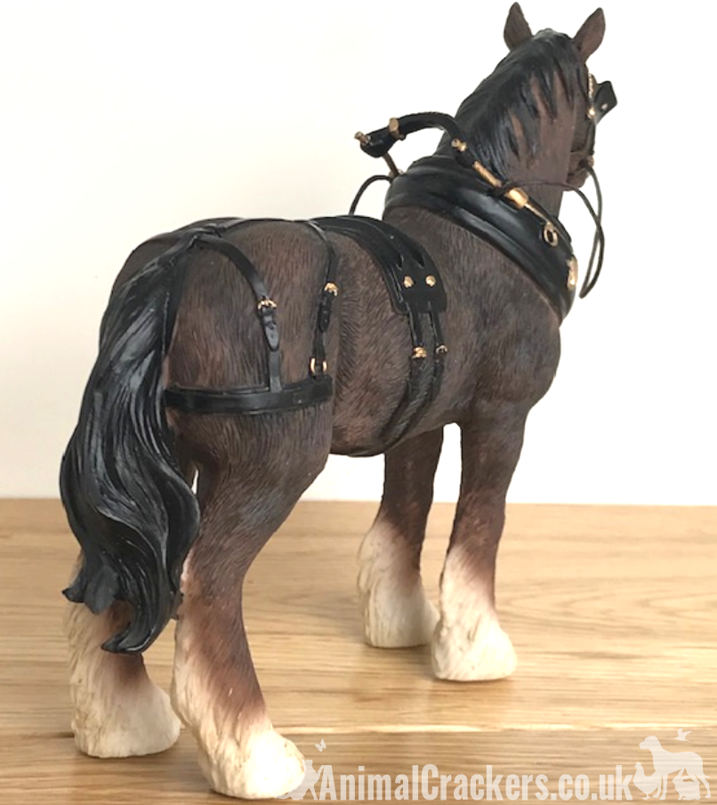 Leonardo Bay Shire Cart Heavy Horse in harness ornament figurine, gift