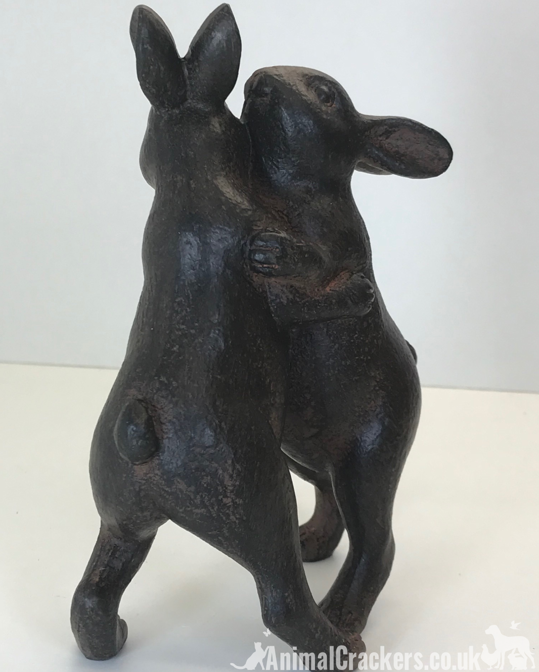 Dancing Rabbits ornament sculpture bronze /clay effect hare bunny love