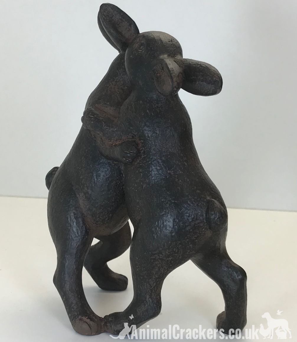Dancing Rabbits ornament sculpture bronze /clay effect hare bunny love
