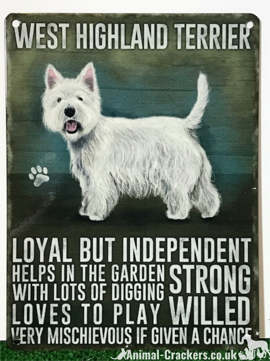 20cm metal old style West Highland Terrier Westie breed character sign