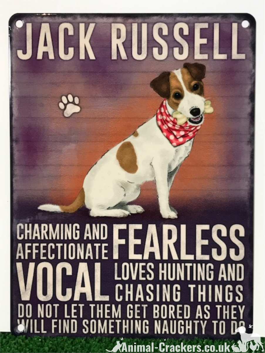 20cm metal vintage style Jack Russell Terrier breed character hang sig